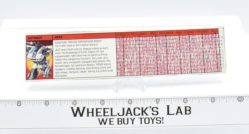 Jazz Action Figure Tech Spec 1985 Vintage Hasbro G1 Transformers ...