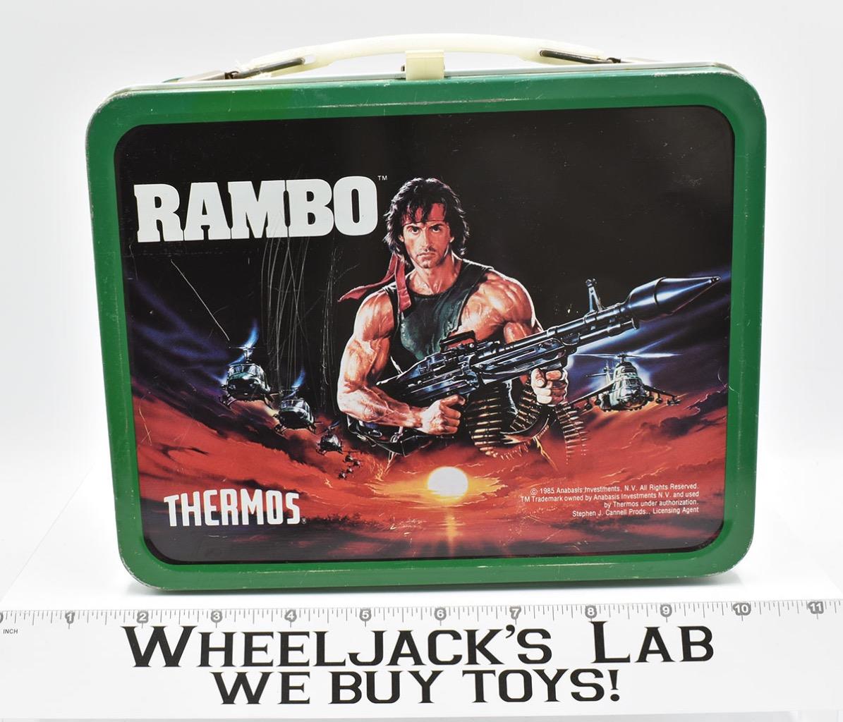 Rambo Sylvester Stallone Vintage Lunch Box 1985 Tin Metal Thermos ...