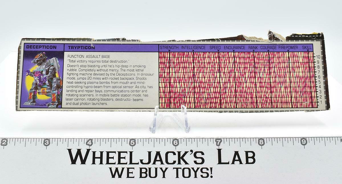 Trypticon Action Figure Robot Tech Spec 1986 Vintage Hasbro G1 ...