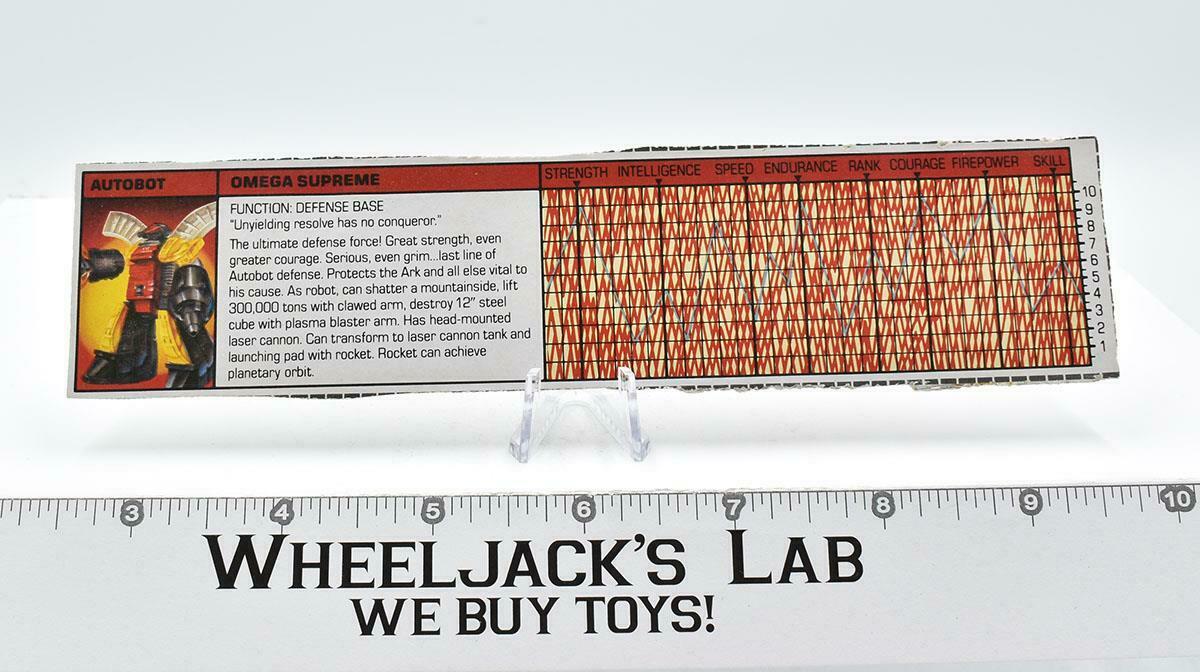 Omega Supreme Action Figure Robot Tech Spec 1985 Vintage Hasbro G1 ...