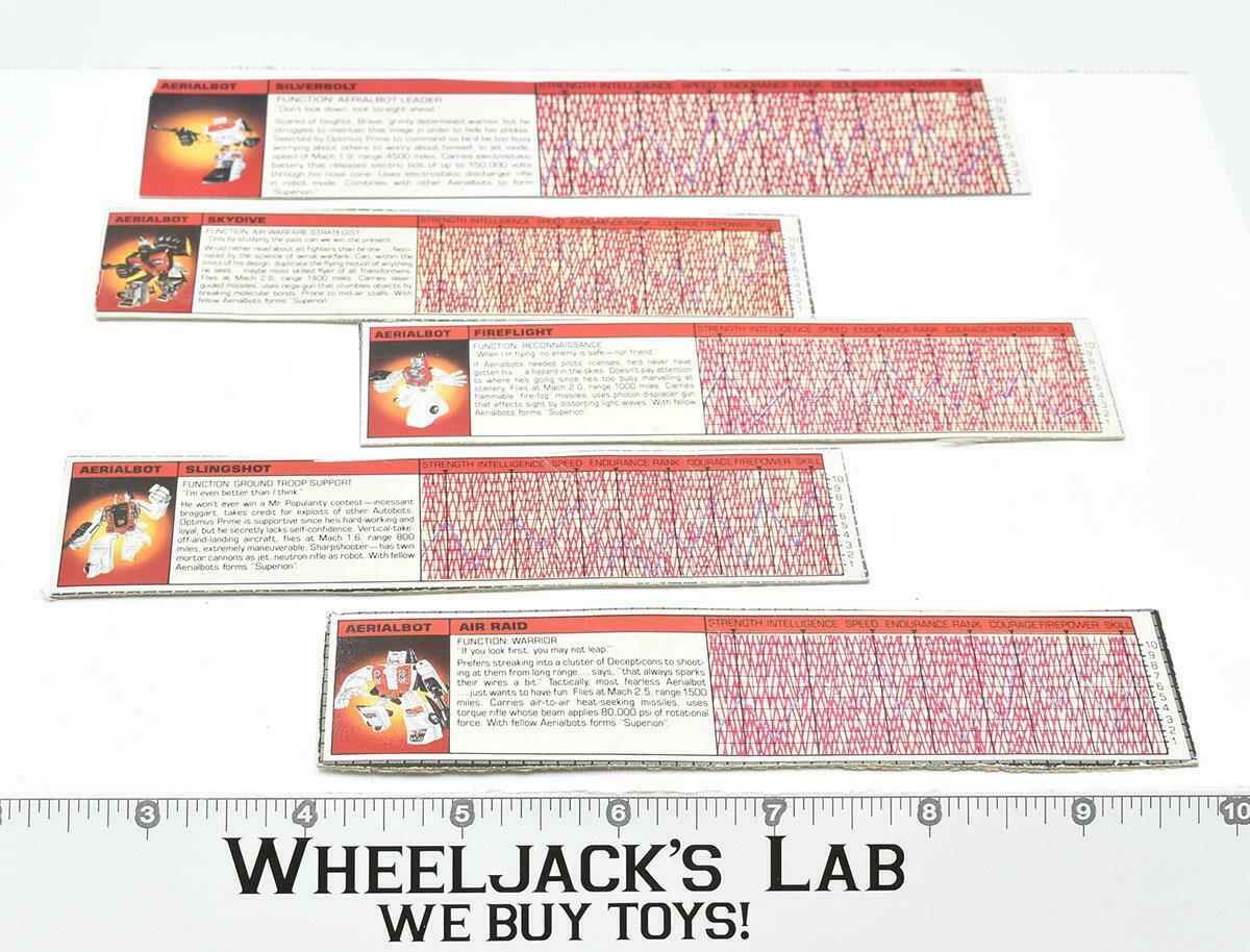 Superion Lot of 5 Action Figure Tech Specs 1985 Vintage Hasbro G1 ...