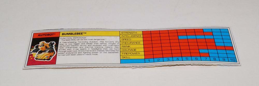 Bumblebee Legends Action Figure Robot Tech Spec 1988 Hasbro G1 ...