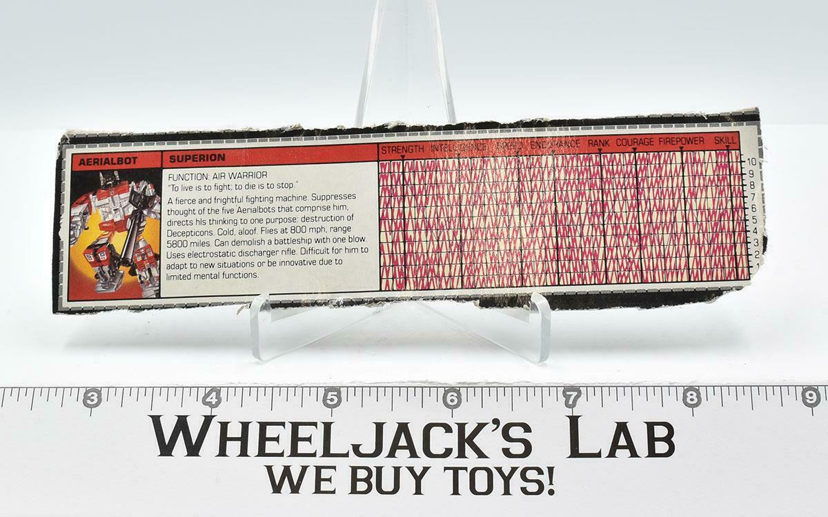 Superion Action Figure Tech Spec 1985 Vintage Hasbro G1 Transformers ...