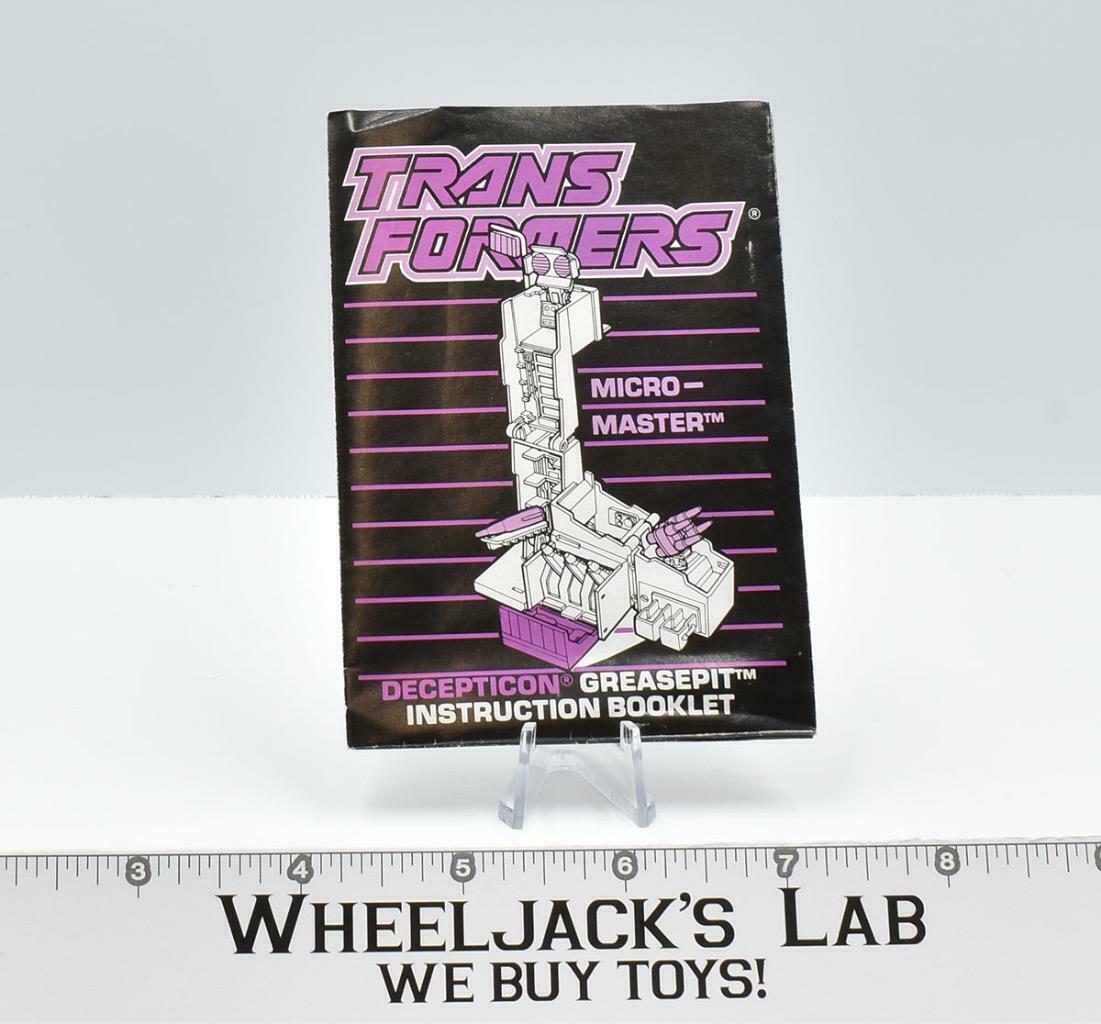 Greasepit Micromaster Action Figure Instruction Manual 1988 G1 ...