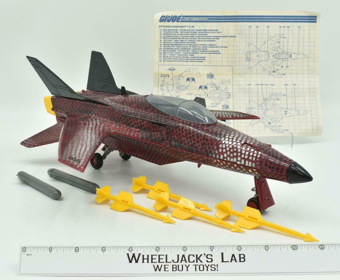 Python Conquest X-30 Jet 100% Complete 1989 GI Joe Vintage Vehicle ...