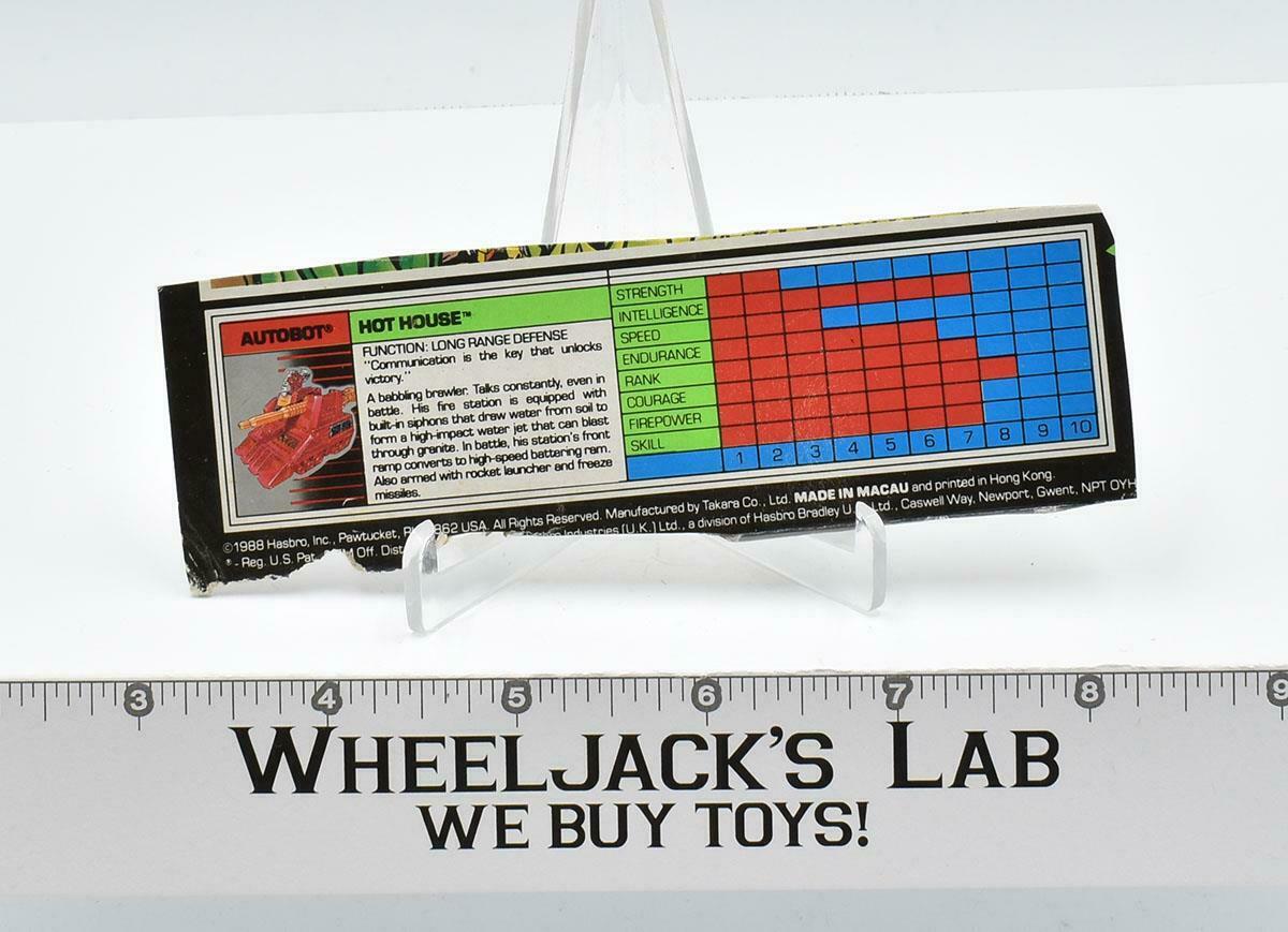 Hot House Action Figure Tech Spec 1989 Vintage Hasbro G1 Transformers ...