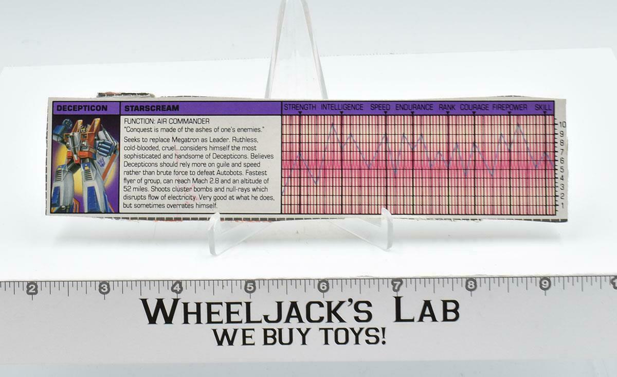 Starscream Action Figure Tech Spec 1984 Vintage Hasbro G1 Transformers ...