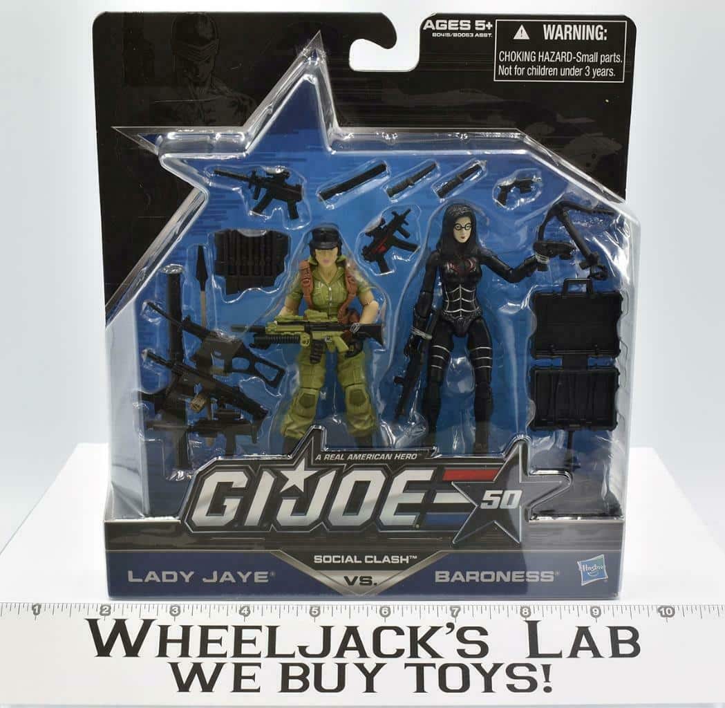 Lady Jaye vs Baroness G.I. Joe 50th Anniversary 2014 Hasbro NEW MOSC ...