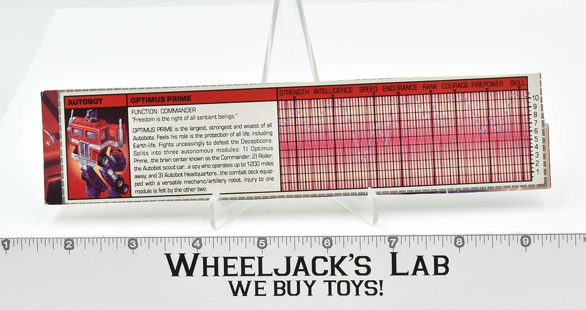 Optimus Prime Tech Spec 1984 Vintage Hasbro G1 Transformers Action ...