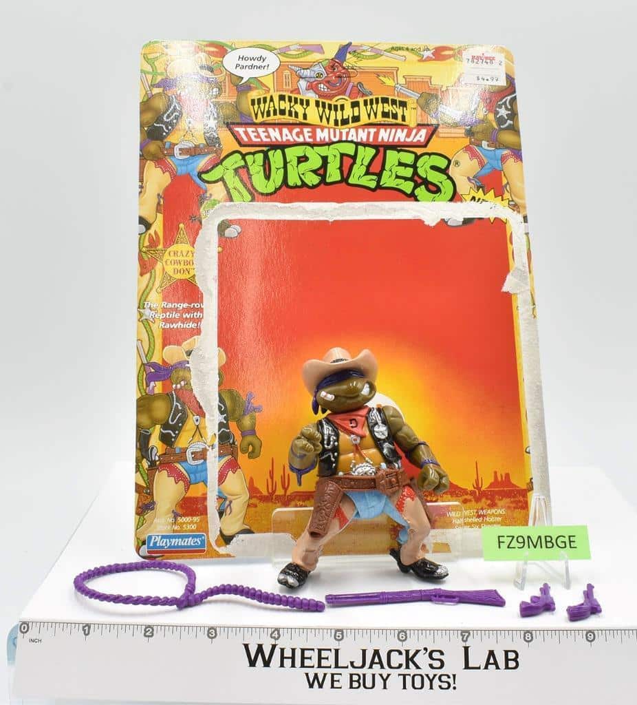 Crazy Cowboy Don w/Cardback NR MINT 100% Complete TMNT 1992 Playmates ...
