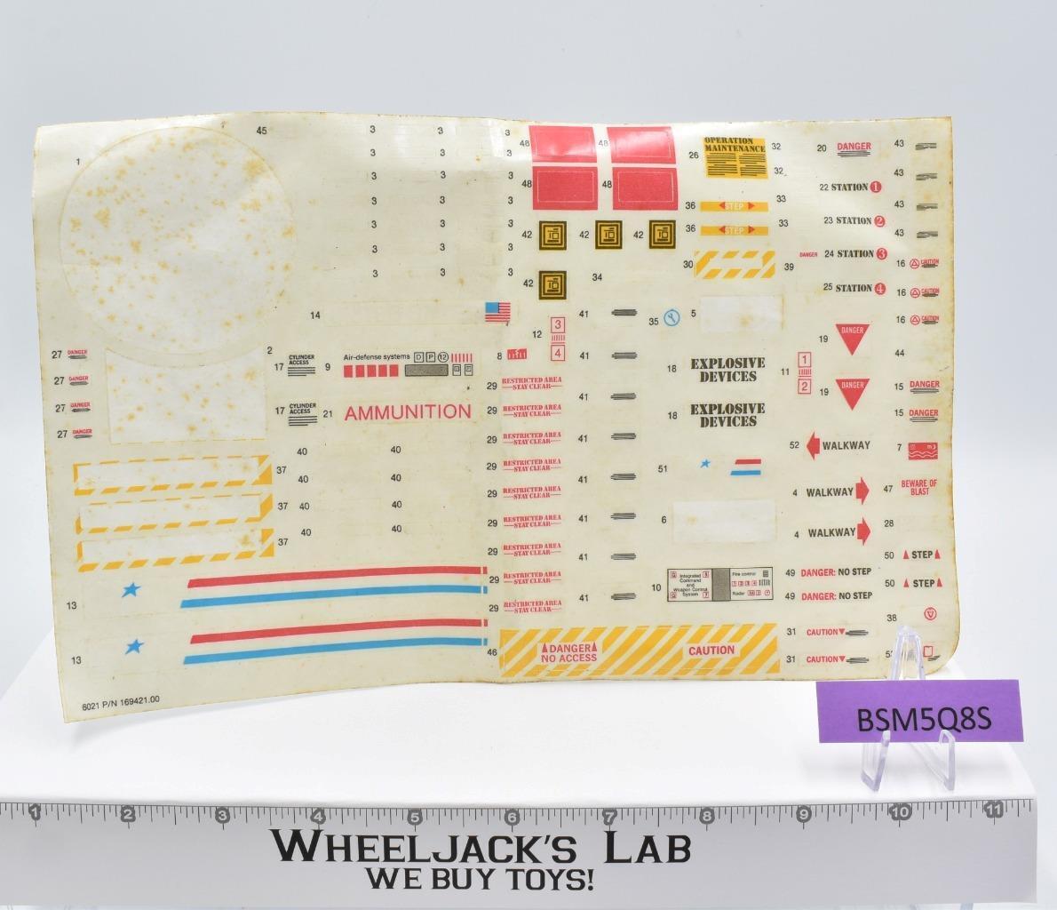 Tactical Battle Platform Decal Sticker Sheet G.I. Joe 1985 Hasbro ...