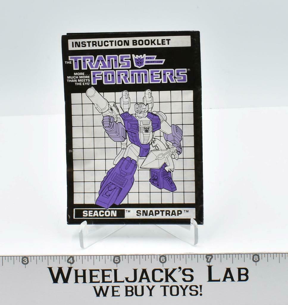 Snaptrap Action Figure Instruction Booklet Manual 1988 Vintage G1 ...