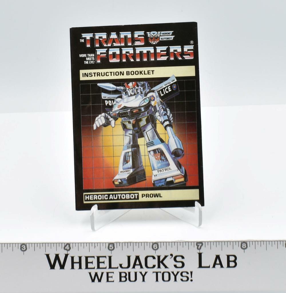 Prowl Action Figure Vintage Instruction Manual 1985 Hasbro G1 ...