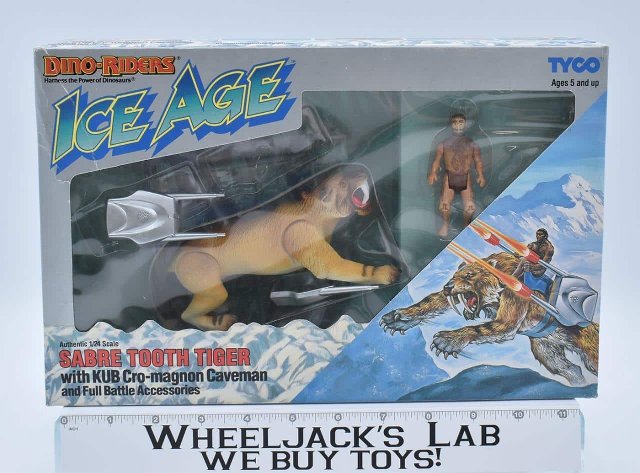 Sabre Tooth Tiger w/ KUB Caveman Dino-Riders Ice Age 1990 Tyco NEW MISB ...