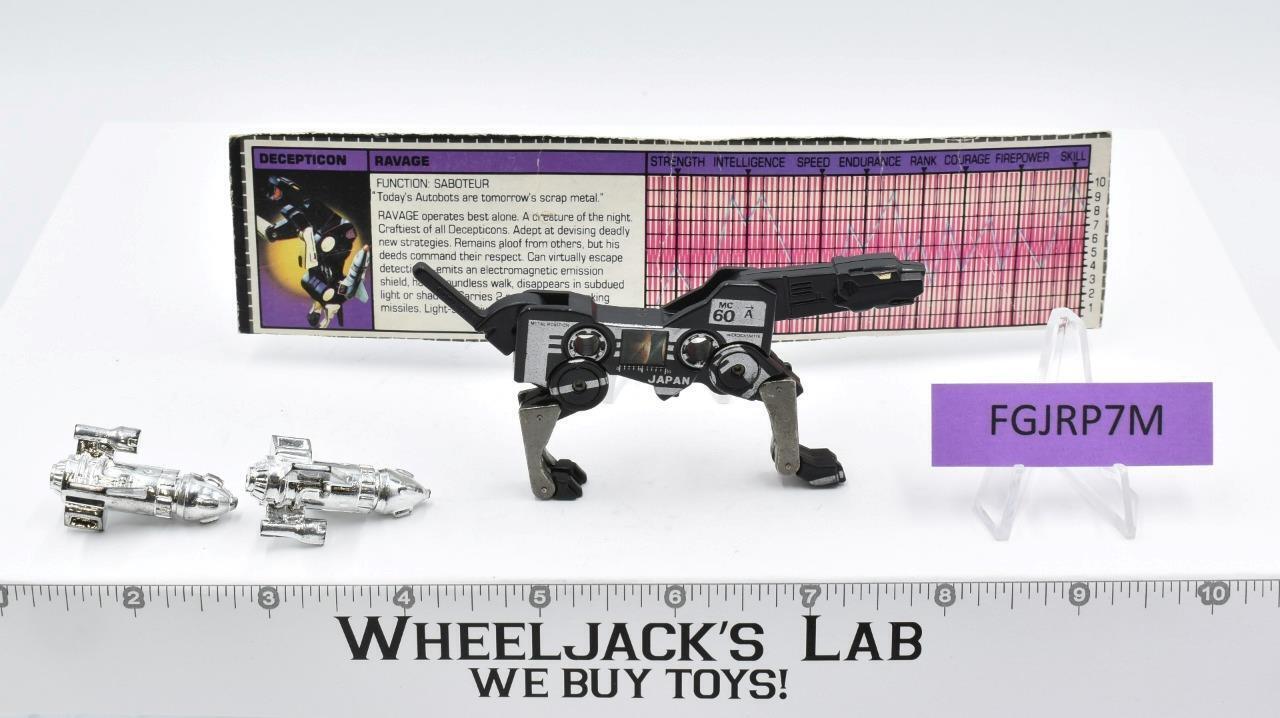 Ravage Cassette SILVER 100% Complete 1985 G1 Transformers Action Figure ...