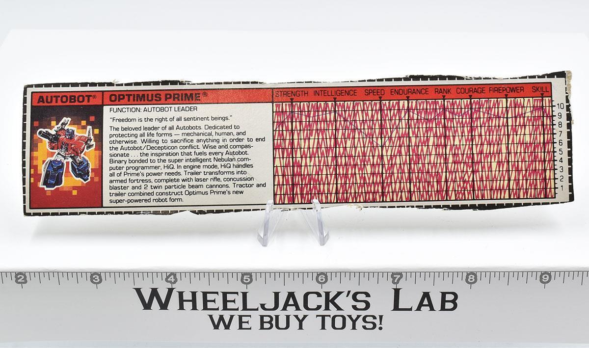 Powermaster Optimus Prime Action Figure Robot Tech Spec 1987 G1 ...