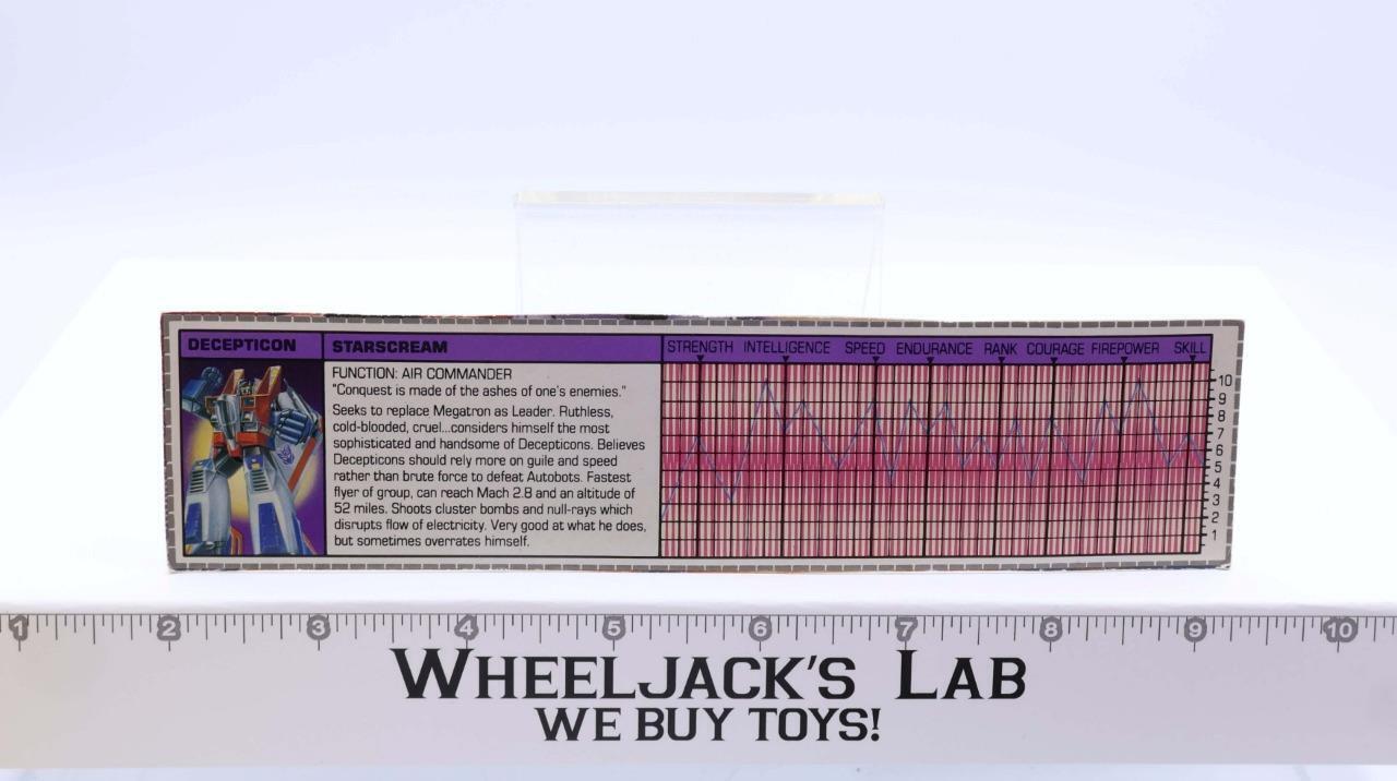 Starscream Action Figure Tech Spec 1984 Vintage Hasbro G1 Transformers ...