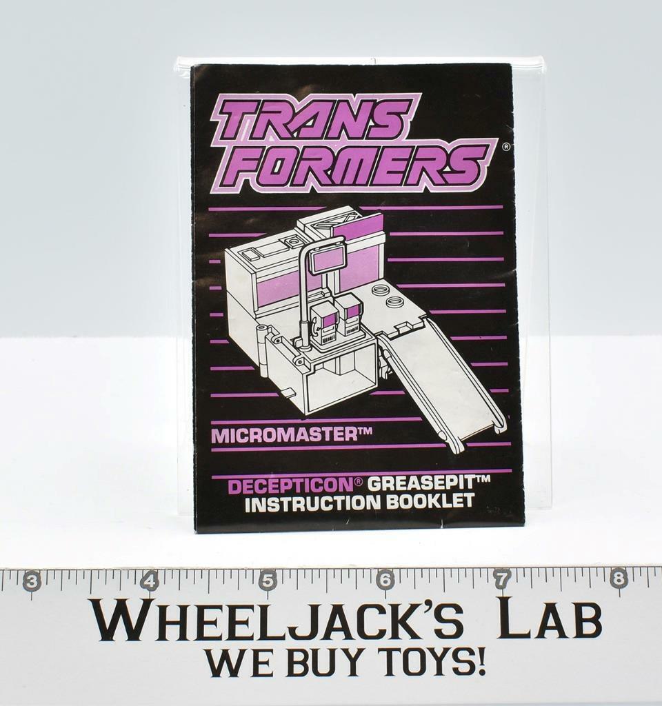 Greasepit Micromaster Action Figure Instruction Manual 1988 G1 ...