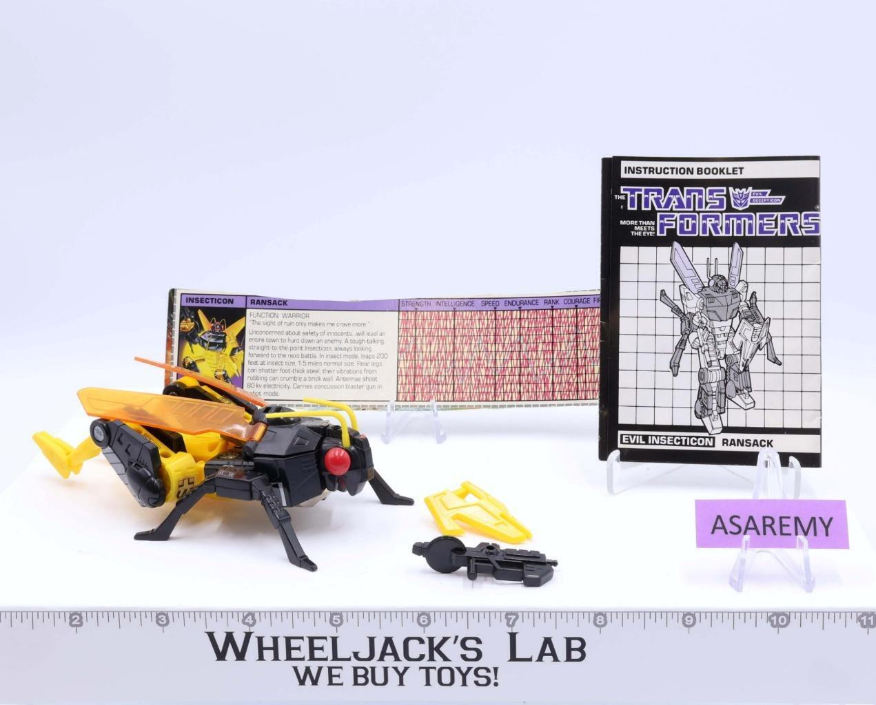 Ransack 100% Complete 1985 G1 Transformers Hasbro Vintage Action Figure ...