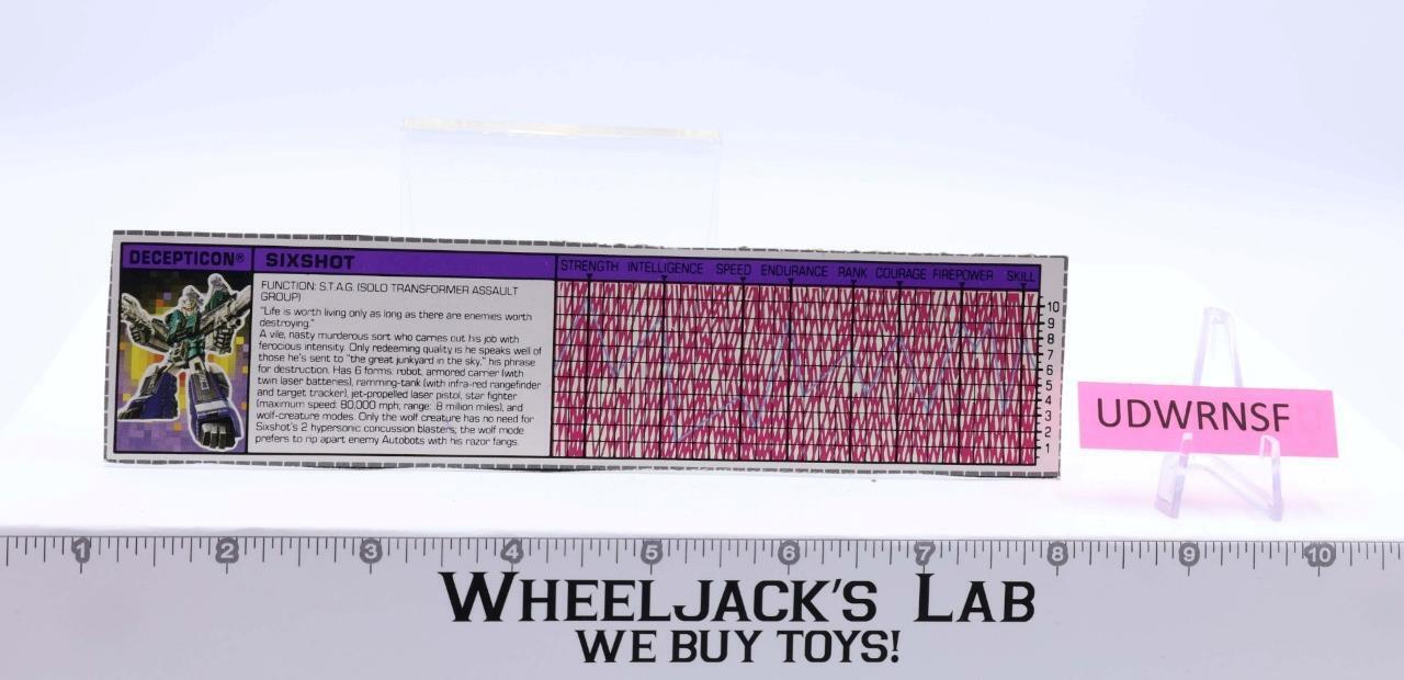 Sixshot Action Figure Tech Spec 1987 Vintage Hasbro G1 Transformers ...