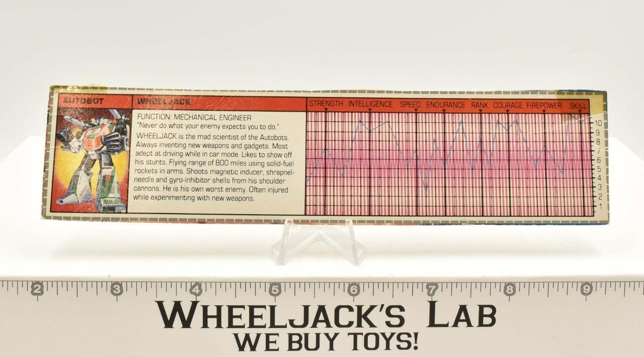 Wheeljack Action Figure Tech Spec 1985 Vintage Hasbro G1 Transformers ...