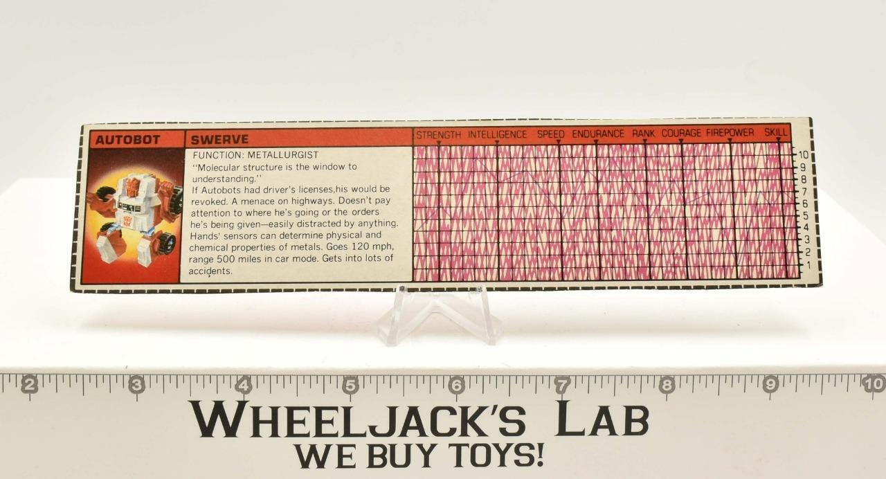 Swerve Action Figure Tech Spec 1985 Vintage Hasbro G1 Transformers ...