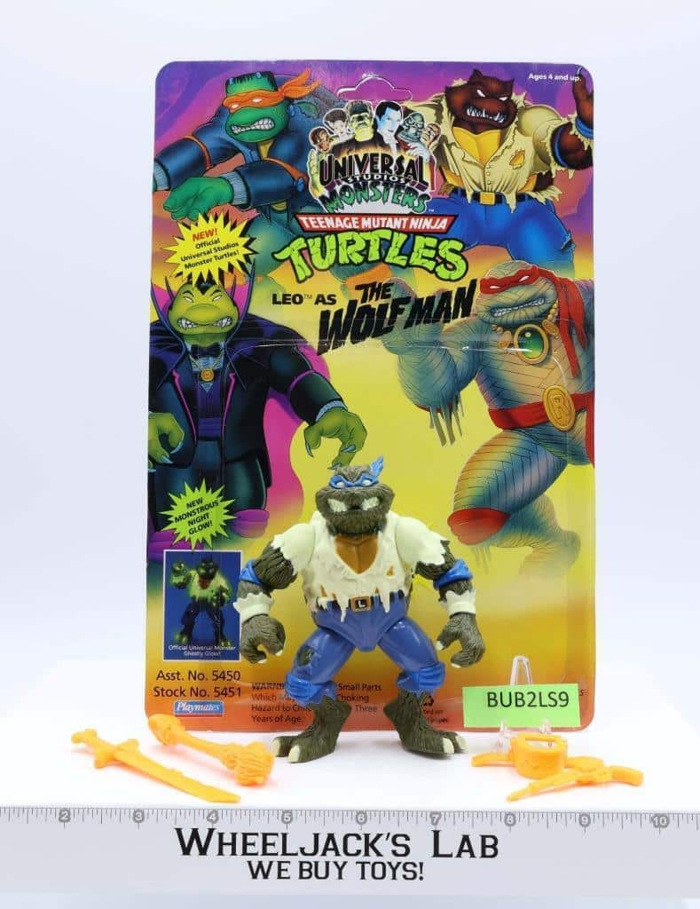 Leo as the Wolfman 100% Complete W/Card TMNT Universal Monsters 1993 ...