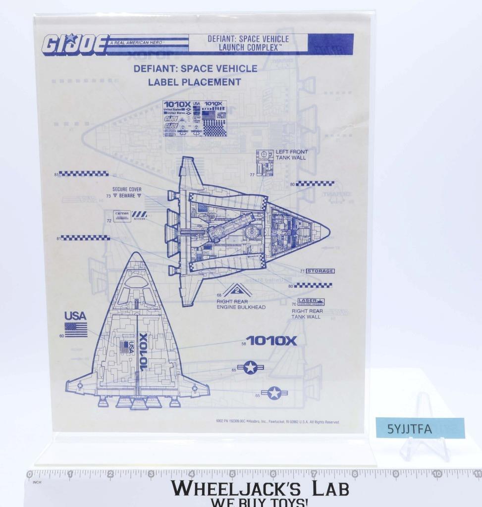 Defiant Space Vehicle Label Placement Instructions Original GI Joe ...