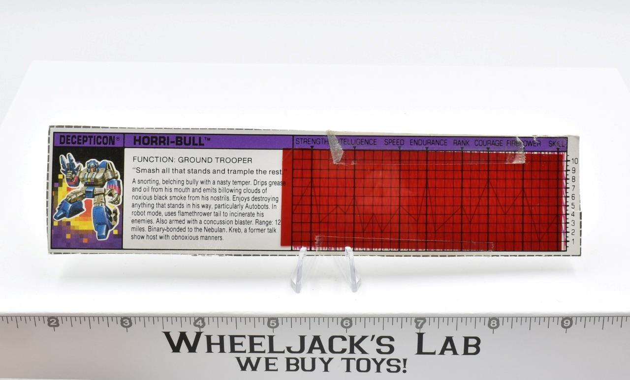 Horri-Bull Robot Tech Spec W/Decoder G1 Transformers 1988 Hasbro ...
