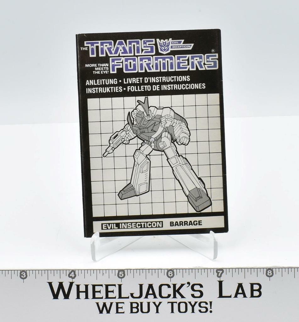 Barrage MILTON BRADLEY Instructions Manual Booklet 1984 G1 Transformers - Wheeljack's Lab