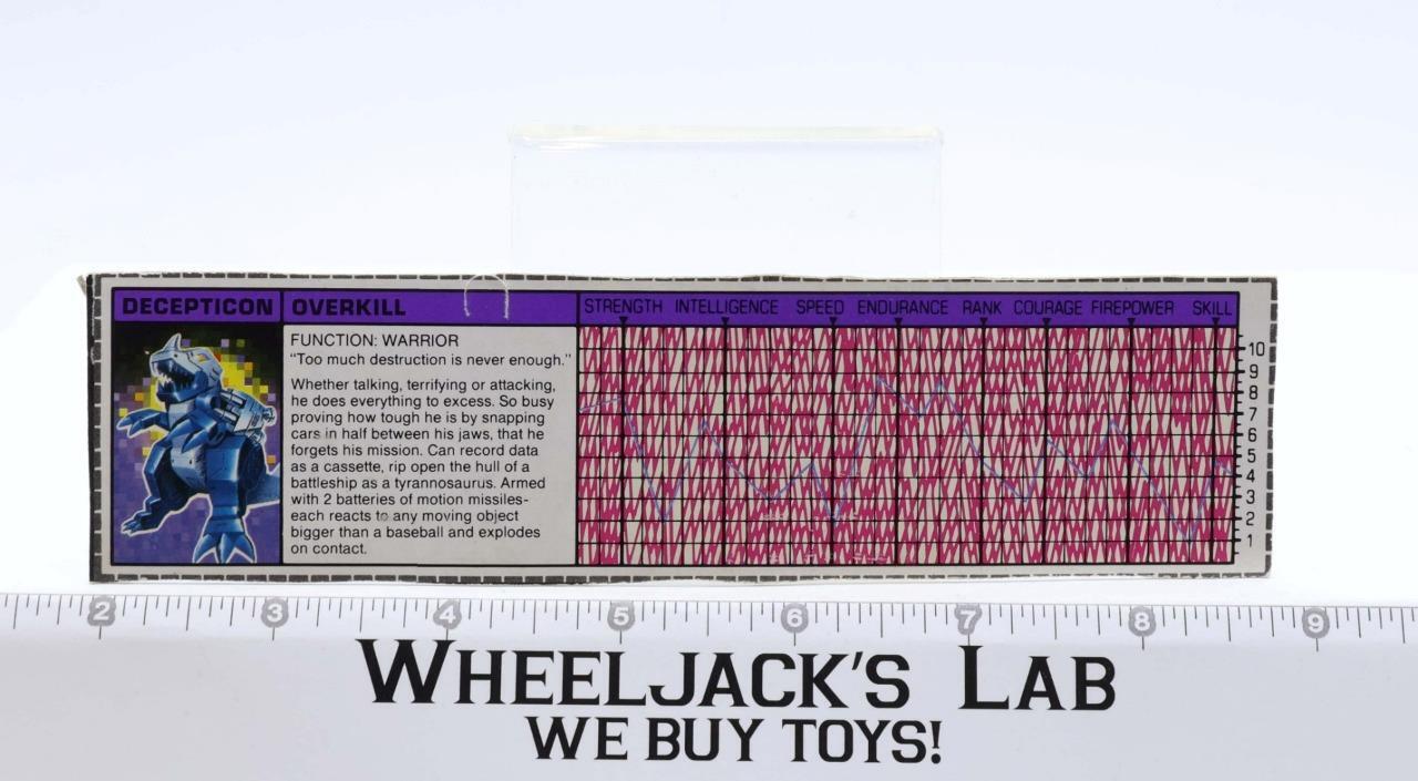 Overkill Action Figure Tech Spec 1986 Vintage Hasbro G1 Transformers ...