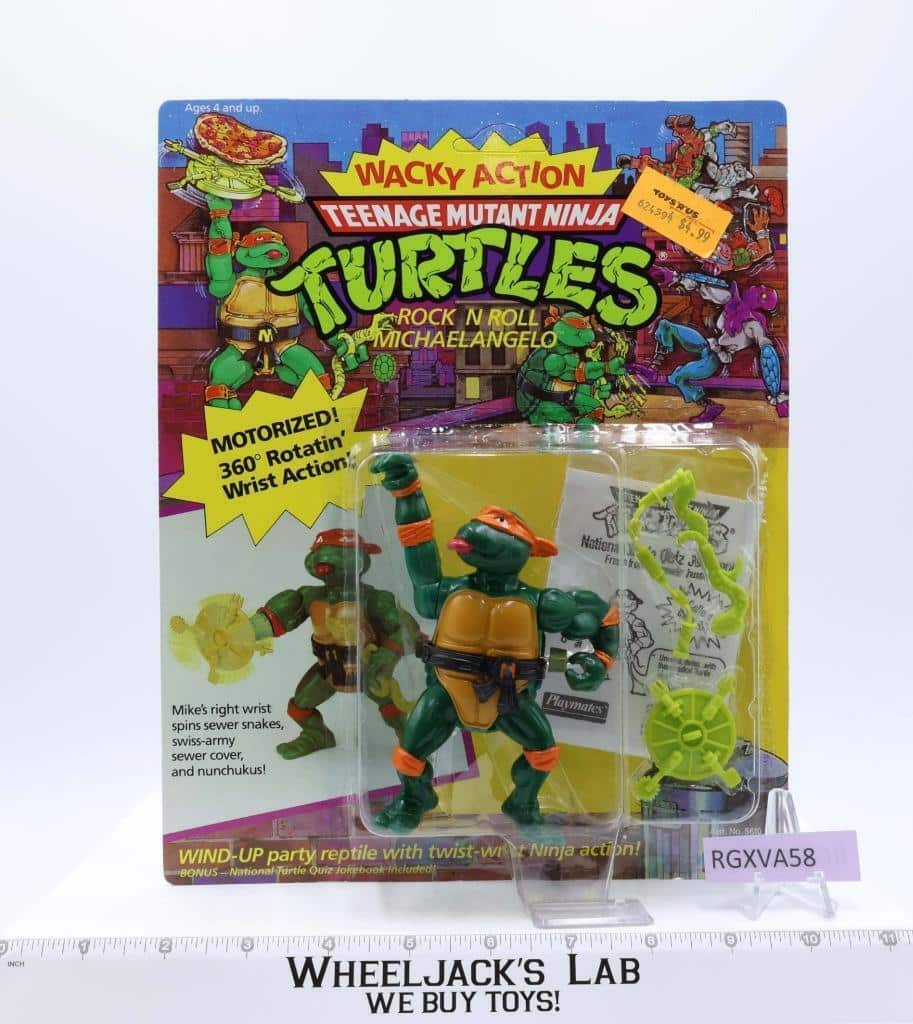 Rock N Roll Michaelangelo Wacky Action TMNT 1989 Playmates NEW MOSC ...