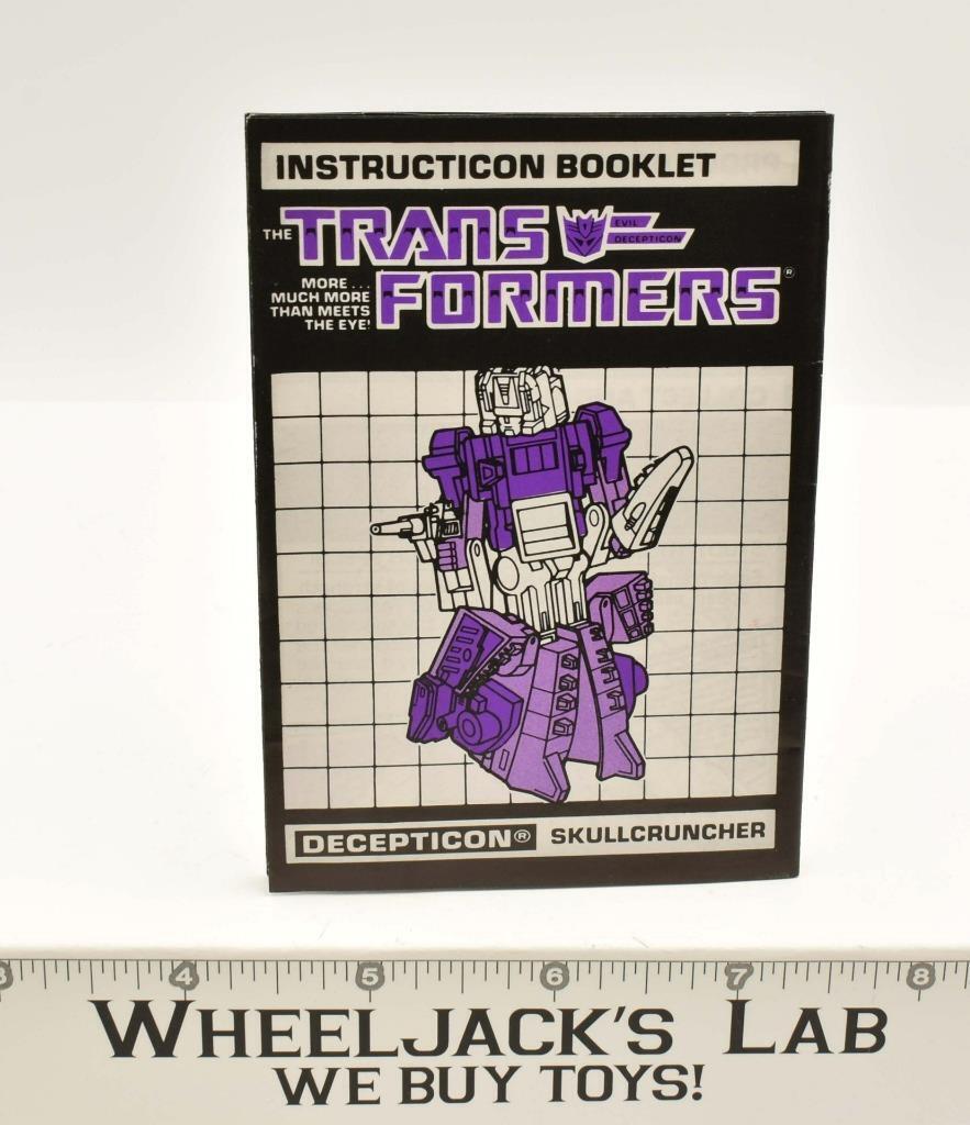 Skullcruncher Instruction Manual Booklet 1987 Hasbro G1 Transformers ...