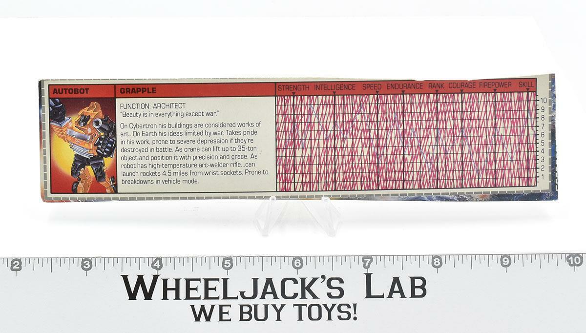 Grapple Action Figure Robot Tech Spec 1985 Vintage Hasbro G1 ...