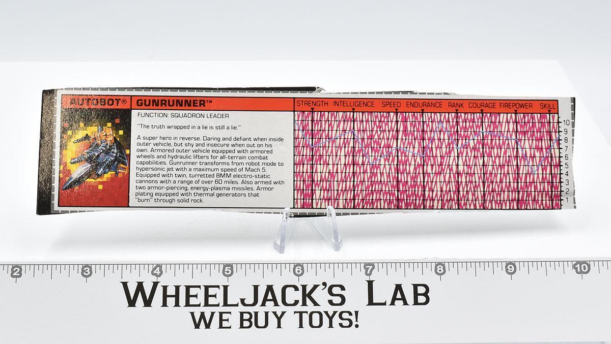 Gunrunner Pretender Action Figure Tech Spec 1988 Vintage Hasbro G1 ...