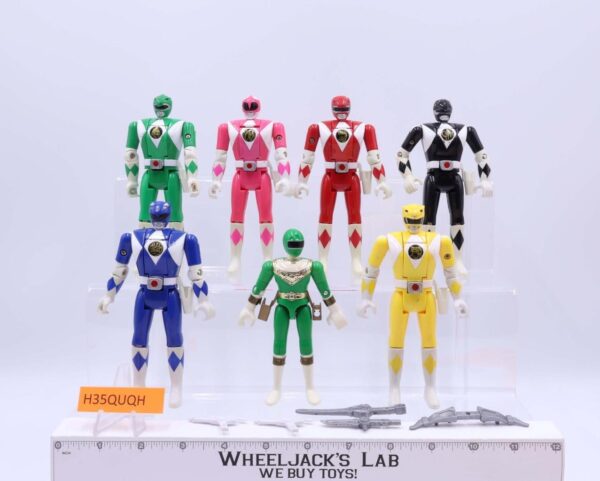 Lot of 7 Power Rangers 1990's 5.25" 4.75" Bandai Action Figures w ...