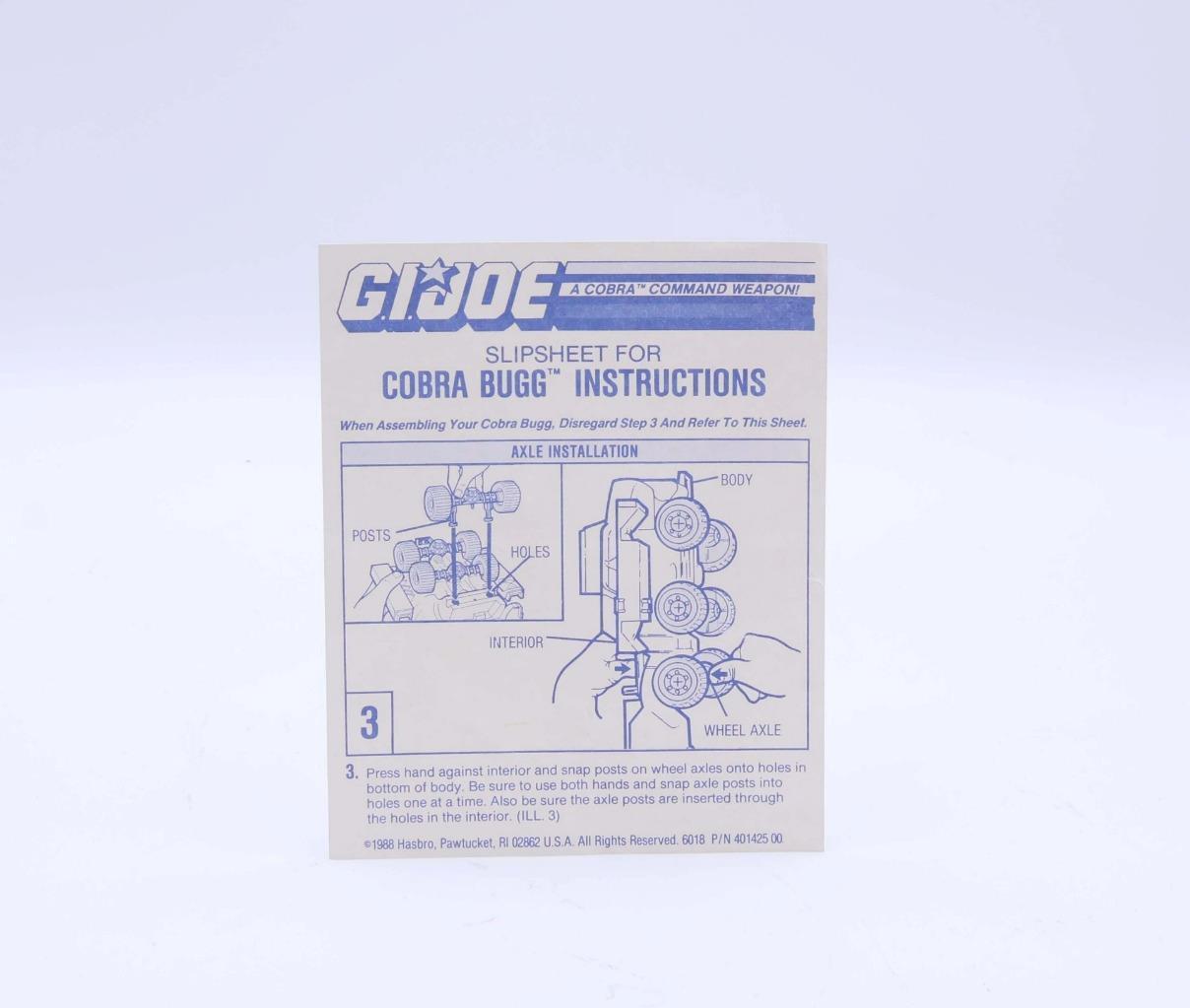 Cobra Bugg 1988 ORIGINAL Slipsheet G.I. Joe Hasbro Action Figure ...