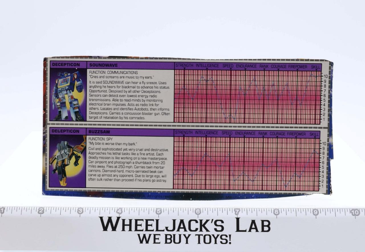 Soundwave and Buzzsaw Tech Spec 1984 Vintage Hasbro G1 Transformers ...