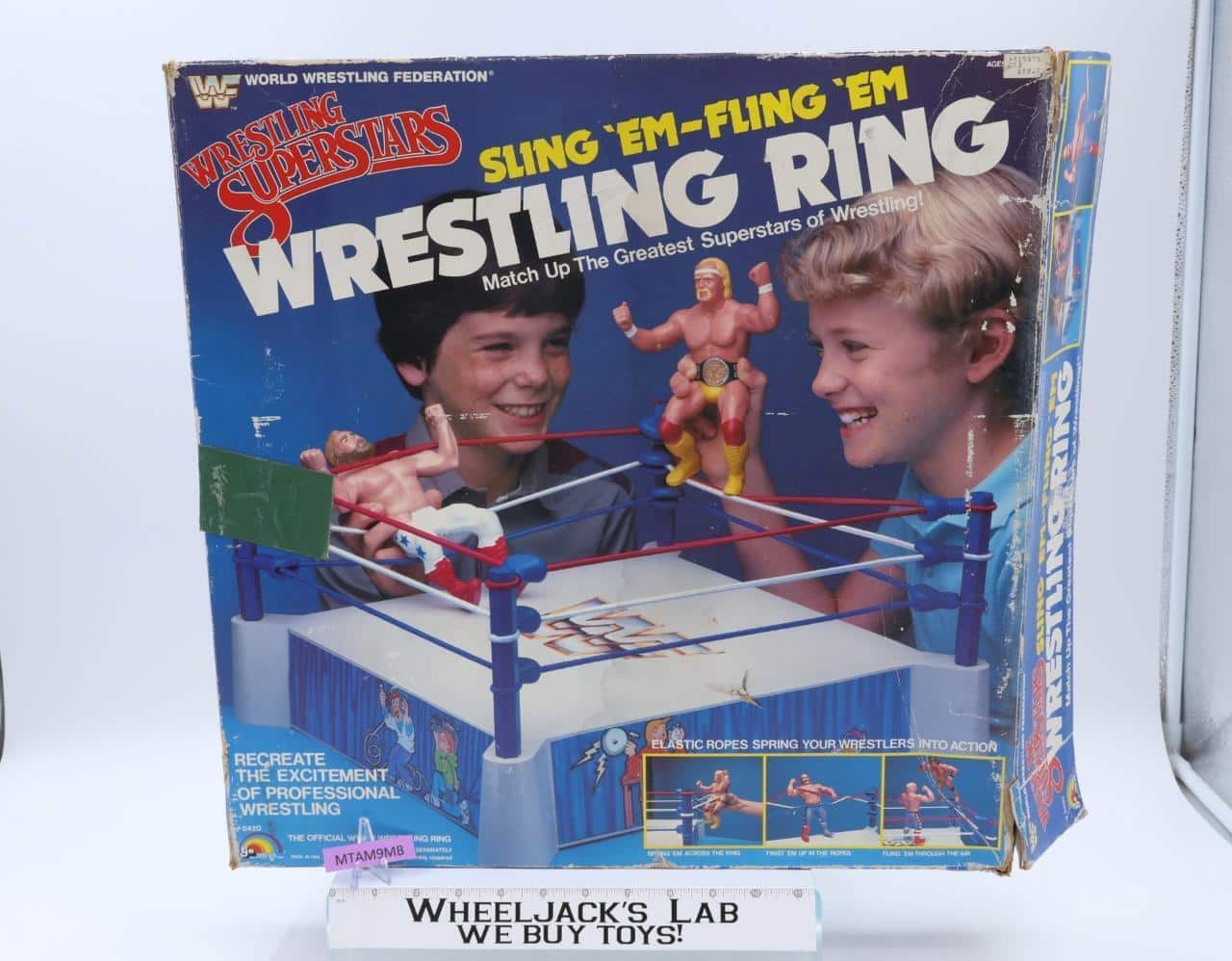 Sling EM Fling EM Wrestling Ring Complete W/ Box WWF LJN Wrestling ...