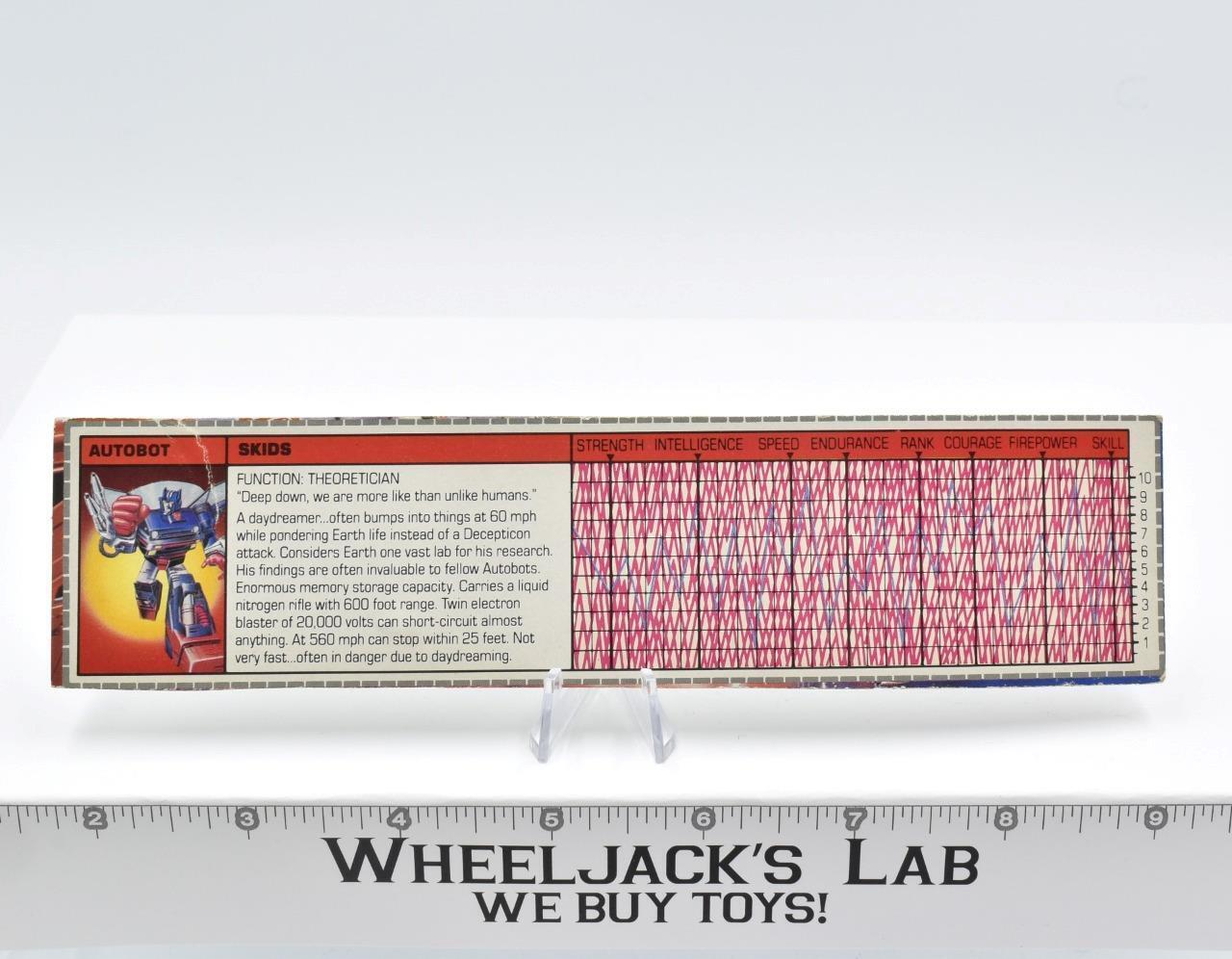 Skids Action Figure Tech Spec 1985 Vintage Hasbro G1 Transformers ...