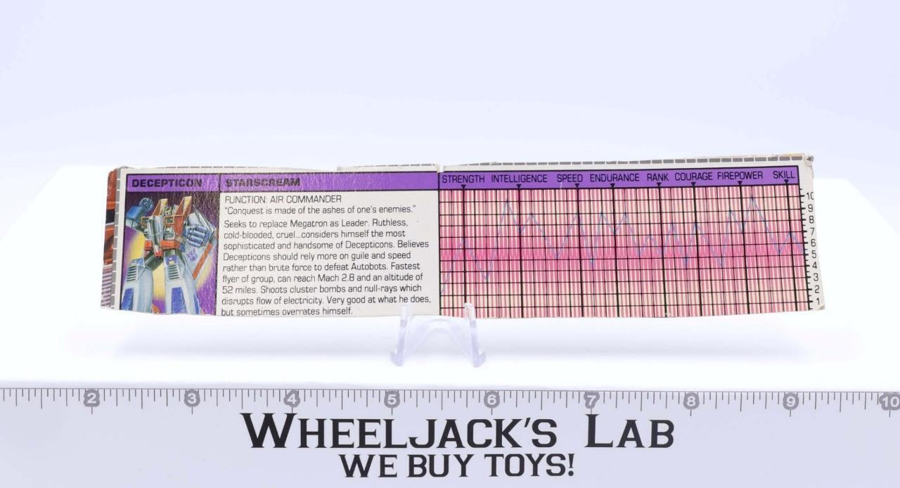 Starscream Action Figure Tech Spec 1984 Vintage Hasbro G1 Transformers ...