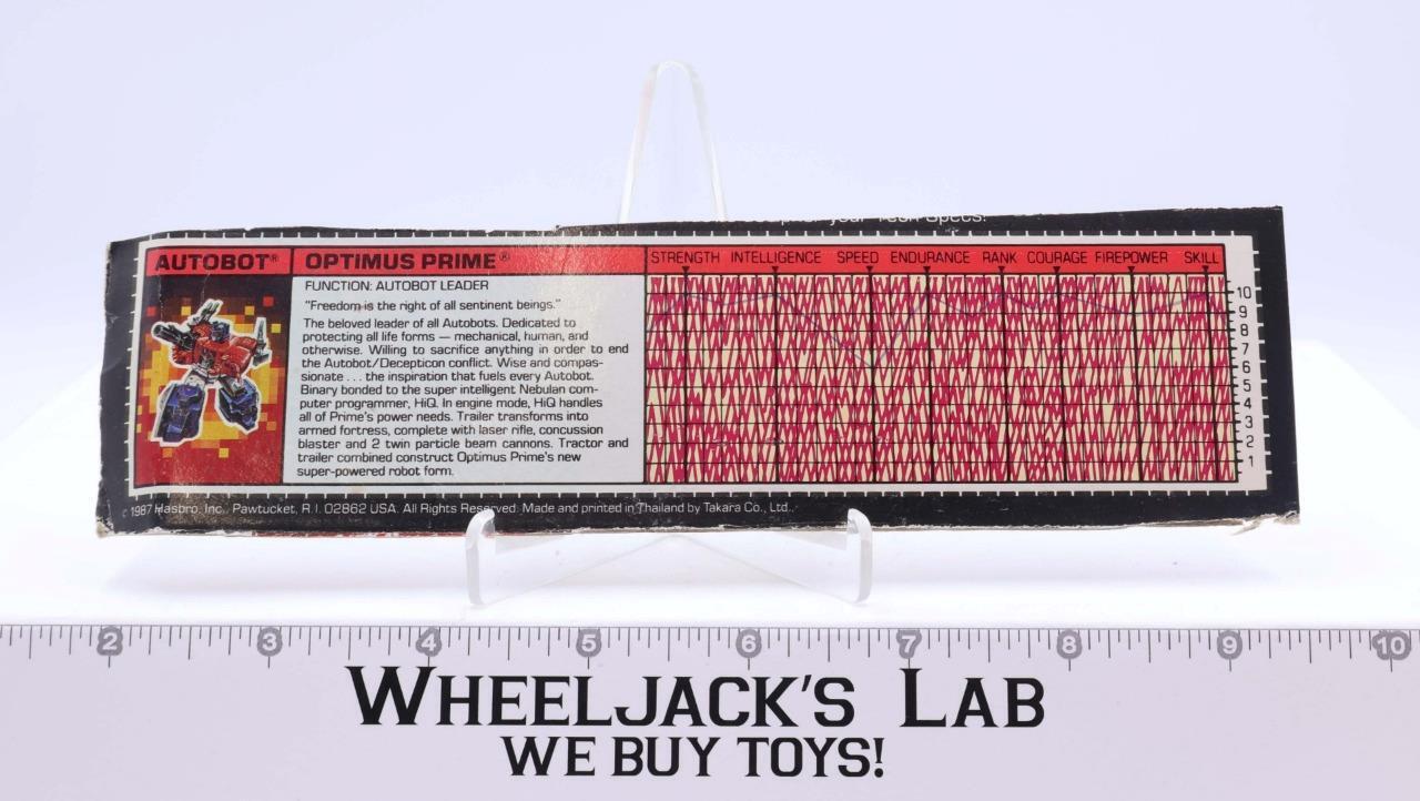 Powermaster Optimus Prime Action Figure Robot Tech Spec 1987 G1 ...