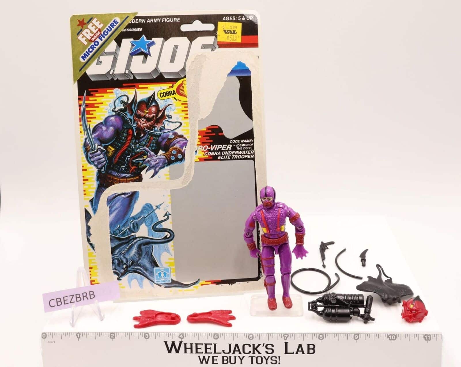 Hydro-Viper V1 Complete W/ Cardback G.I. Joe 1988 Hasbro Vintage Action ...
