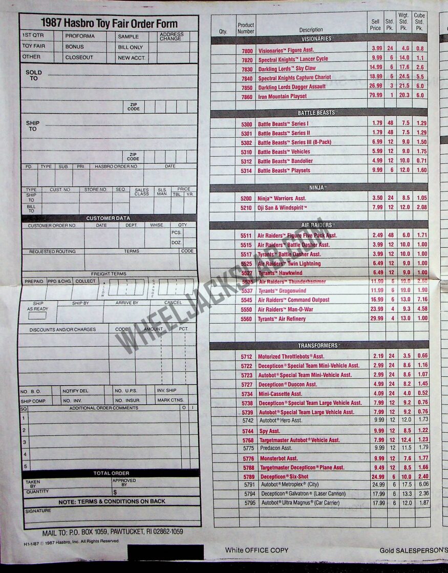 1987 Hasbro Toy Fair Catalog - Wheeljack's Lab