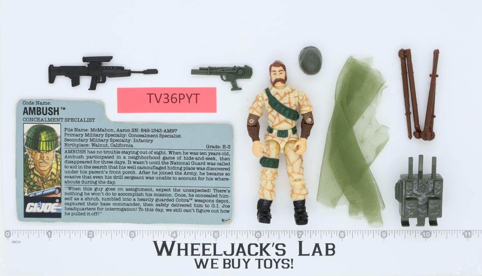 Ambush V1 100% Complete 1990 G.I. Joe Hasbro Vintage Action Figure ...