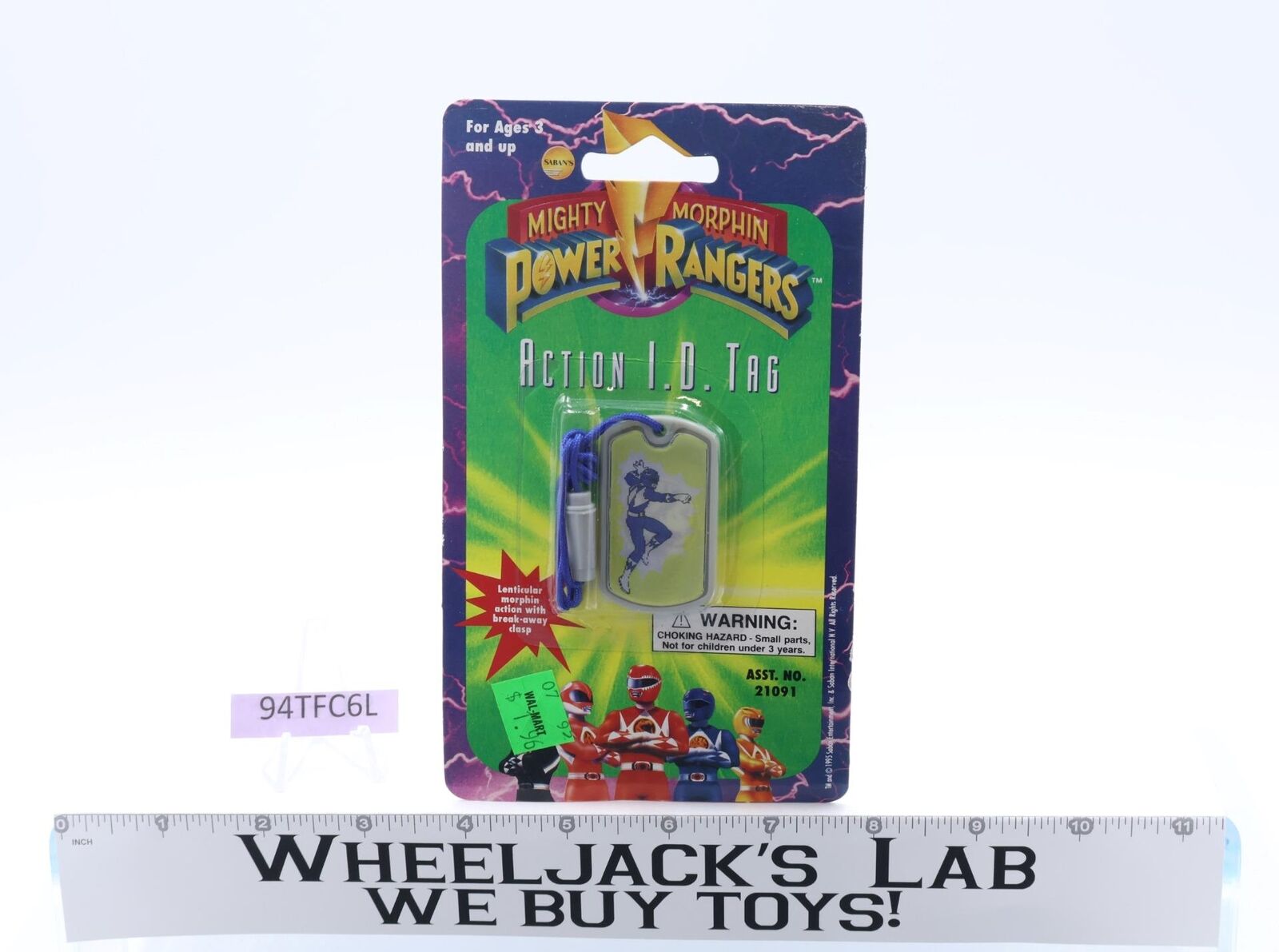 Blue Ranger Action I.D. Tag Mighty Morphin Power Rangers 1995 Saban NEW ...