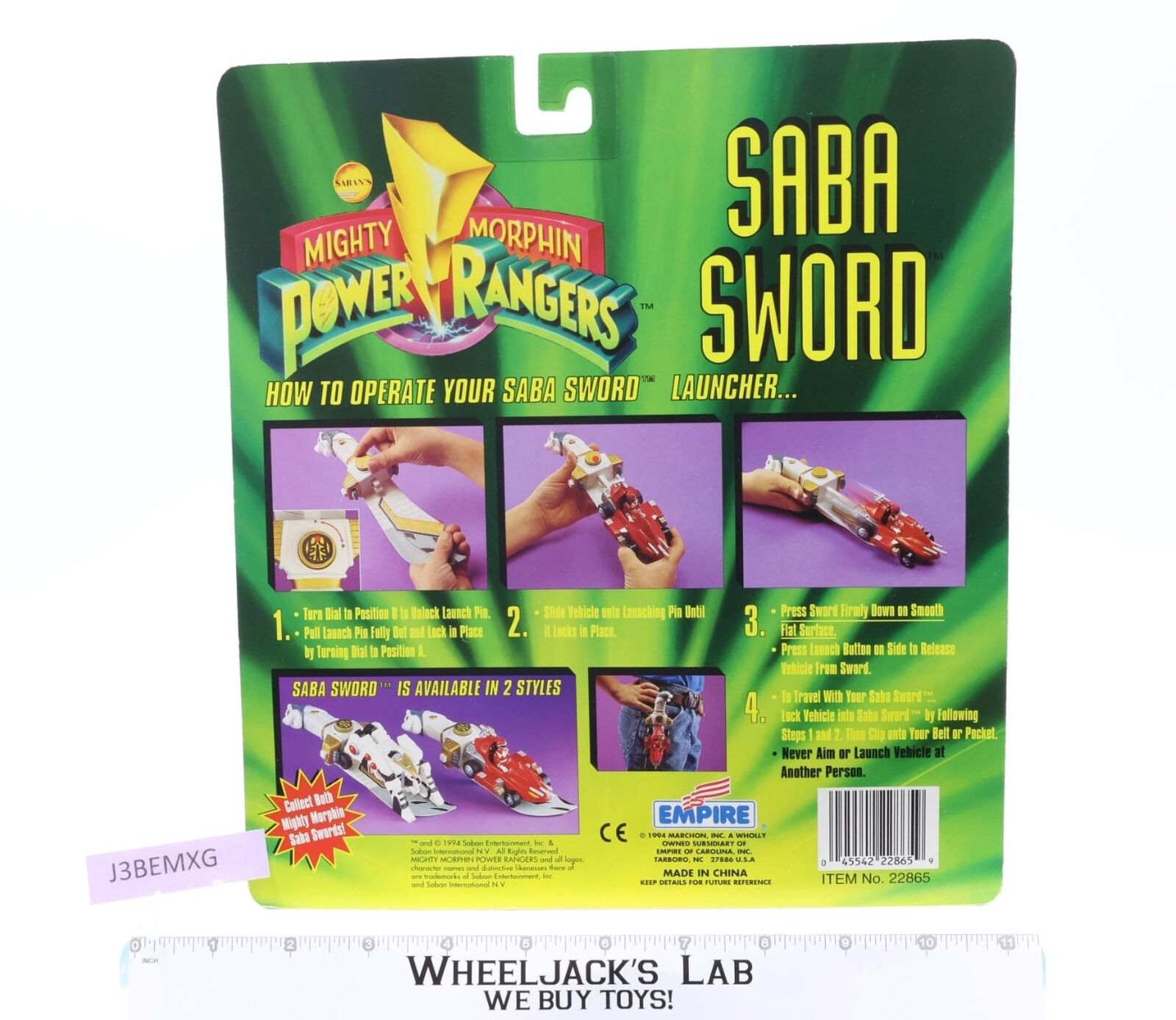 Saba Sword Launcher Mighty Morphin Power Rangers 1994 Marchon NEW ...