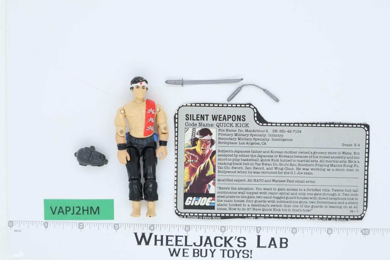 Quick Kick V1 100% Complete G.I. Joe 1985 Hasbro Vintage Action Figure ...