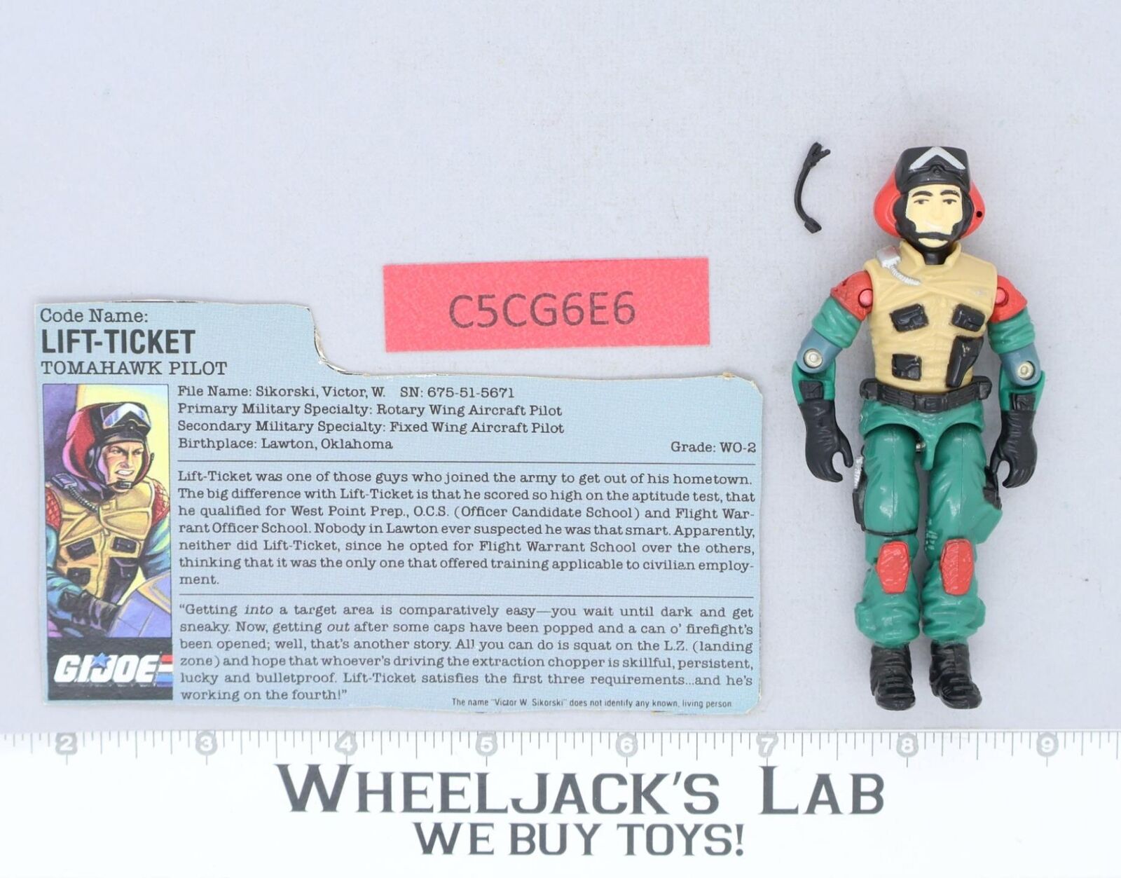 Lift Ticket V1 100% Complete 1986 G.I. Joe Hasbro Vintage Action Figure ...