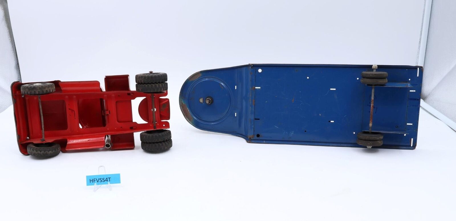 Red Truck & Blue Lowboy Trailer Pressed Steel 1950s Tonka Vintage Semi ...